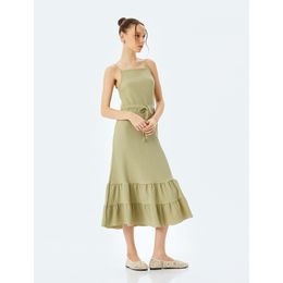 KOTON Kleid Damen Gr&ouml;&szlig;e 32 khaki Sommerkleid