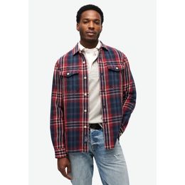 Superdry & Co Button Up Shirt male size XL Blue / Red / White