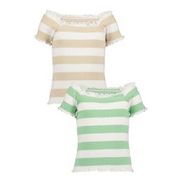Blue Seven T-Shirt M&auml;dchen Gr&ouml;&szlig;e 116 beige / hellgr&uuml;n / wei&szlig;