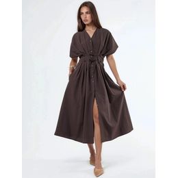 Busem Midi Kleid Damen Gr&ouml;&szlig;e 42 braun Sommerkleid