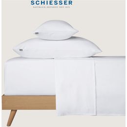 Bettlaken Schiesser, B:160cm L:260cm, wei&szlig;, Renforc&eacute;, Bezug Matratze: 100% Baumwolle, Bettlaken, "Smoothy", Oeko-Tex zertifiziert