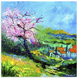 Wandbild Artland, B:70cm H:70cm T:1cm, bunt, Alu Dibond, Wohnzimmer, Bilder, "Spring landscape", als Alubild, Leinwandbild, Poster, Wandaufkleber in