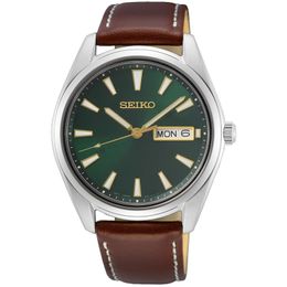Seiko Damen Quarzuhr, braun, Armbanduhren, Armbanduhr, Herrenuhr, Damenuhr, Datum, Saphirglas, Lederarmband