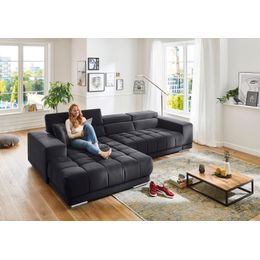 Ecksofa DIE PLANBAR, B:329cm H:73cm T:190cm, grau, 100% Polyester, Wohnzimmer, Sofas, "MP-IN15053 L-Form extra breiter Schenkel", wahlweise mit