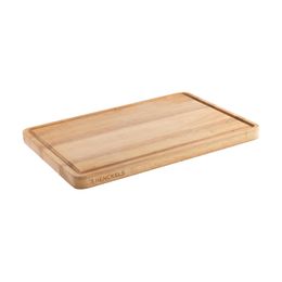 Schneidebrett, B/H/L: 27,5cm x 2,5cm x 40cm, braun, HENCKELS BY ZWILLING, K&uuml;che, Schneidebretter, Kautschuk-Holz, Saftrille, klingenschonend