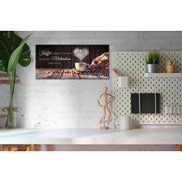 Leinwandbild B&Ouml;NNINGHOFF, B:70cm H:33cm T:2cm, braun, Canvas, MDF, Wohnzimmer, Bilder, "Wandbild KAFFEE UND BOHNEN 33x70 cm &ndash; Leinwandbild Keilrahmen