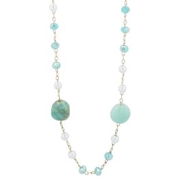 Adelia&acute;s ADELIA ́S Damen Kette ohne Anh&auml;nger "Halskette aus Edelstahl mit Amazonit 40 cm", 40cm, Edelstahl, blau, Edelstahl, Halsketten, Perfekt als Geschenk