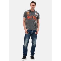 Cipo & Baxx Cipo & Baxx Poloshirt Herren Gr&ouml;&szlig;e S dunkelgrau / orangerot / schwarz / wei&szlig;