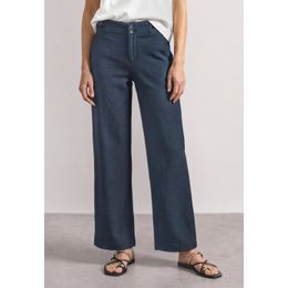 Street One Damen Stoffhose, blau, Gr. 46, unifarben, Stoff, 59% Polyester, 21% Viskose, 8% Polyamid, 7% Leinen, 5% Elasthan, Hosen, in Unifarbe