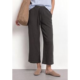 Street One Damen Stoffhose, schwarz, Gr. 46, unifarben, Web, 100% Baumwolle, Hosen, in 7/8-L&auml;nge