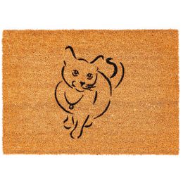 Fu&szlig;matte ANDIAMO, B:40cm H:15mm L:60cm, beige, Kokos, Au&szlig;enbereich, Teppiche, "Kokos", Schmutzfangmatte, Kokosmatte, mit Spruch, Motiv Hund oder Katze
