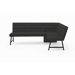 Eckbank OTTO HOME, B:177cm H:90cm T:140cm, schwarz, Massivholz, Metall, Polyester, Esszimmer, Sitzb&auml;nke, "Oregon K&uuml;chenbank, Polsterbank,