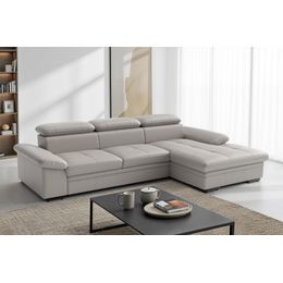 Sit & More Ecksofa SIT & MORE, B:260cm H:73cm T:174cm, beige, Wohnzimmer, Sofas, "Viola, Leder, L-Form, B: 260 cm, mit Armteil- und Kopfteilvertsellung",