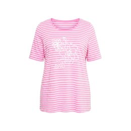 Ulla Popken T-Shirt Damen Gr&ouml;&szlig;e XXXL/4XL rosa / wei&szlig;