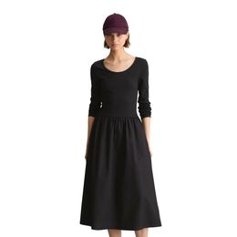 Marc O'Polo Damen Jerseykleid, schwarz, Gr. L, MARC O'POLO DENIM, Jersey, Obermaterial: 97% Baumwolle, 3% Elasthan, Kleider, flared mit Baumwoll-Popelinerock