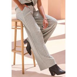 Vivance Damen Schlupfhose "mit lockererem Bein", beige, Gr. 44, meliert, Jersey, Obermaterial: 94% Polyester, 6% Elasthan, Hosen, aus Rippstoff,
