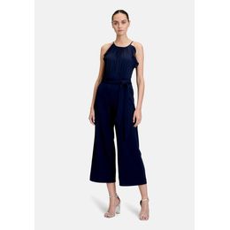 Vera Mont Damen Overall "Damen mit Volant und Bindeg&uuml;rtel", blau, festlich, Gr. 32, Stoff, Obermaterial: 95% Polyester, 5% Elasthan. Futter: 100%