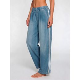 H.I.S. H.I.S Damen Schlupfhose "Baggy-Denim Style, mit Waschung, ohne Verschluss, mit Taschen", Gr. 48, blau, Obermaterial: 58% Baumwolle, 31% Polyester,