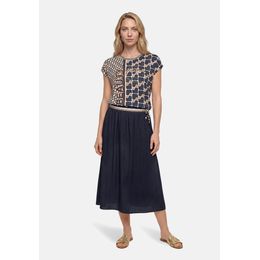Betty Barclay Damen Kurzarmshirt "Damen mit Tunnelzug"dunkelblau, braun, Gr. 40, Jersey, Obermaterial: 95% Viskose, 5% Elasthan, Shirts