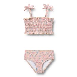Wheat M&auml;dchen B&uuml;gel-Bikini "Wheat Bikini Carla"pink heart flowers, Gr. 110, 83% Polyester, 17% Elasthan, Bikini-Sets