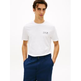 Tommy Hilfiger Herren T-Shirt "BRAND LOVE EMBRO STACK"wei&szlig;, Gr. XL, Single Jersey, Obermaterial: 100% Baumwolle, Shirts, mit gro&szlig;em R&uuml;ckenprint,