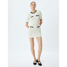 KOTON Kleid Damen Gr&ouml;&szlig;e XXS ecru / schwarz
