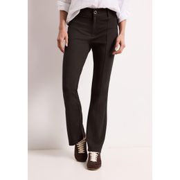 Street One Damen Bootcuthose, schwarz, Gr. 40, unifarben, Stoff, 61% Viskose, 32% Polyamid, 7% Elasthan, Hosen, High Waist