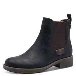 Tamaris Damen Chelseaboots, Gr. 36, blau, Elastischer Einsatz, Nubuklederimitat, unifarben, Schuhe, Blockabsatz, Stiefelette, Schlupfschuh im Used
