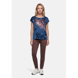 Betty Barclay Damen Kurzarmshirt "Damen mit Aufdruck", blau, Gr. 36, Obermaterial: 57% Polyester, 30% Viskose, 10% Polyester, 3% Elasthan, Shirts