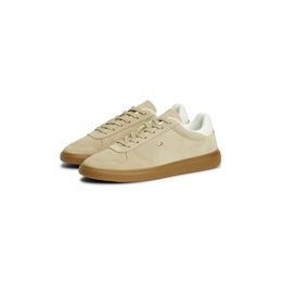 Tommy Hilfiger Damen Plateausneaker "TH ICON COURT LIGHT SUEDE", Gr. 37, beige, Lederimitat, Veloursleder, Schuhe, Freizeitschuh, Halbschuh, Schn&uuml;rer