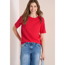 Cecil Damen T-Shirt, rot, Basic, Gr. XXL, unifarben, Web, 100% Baumwolle, Shirts, mit U-Boot-Ausschnitt