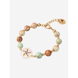 The Gem Stories Jewelry Armband 'Turquoise Jasper With Starfish Element' Damen Gr&ouml;&szlig;e 17 / 20 cm beige
