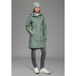 Kangaroos Damen Regenmantel, gr&uuml;n, Gr. 32, kontrastfarbene Details, Web, Obermaterial: 100% Polyester. Beschichtung: 100% Polyurethan, M&auml;ntel, Kordel