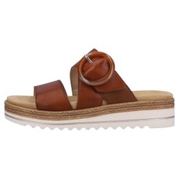 Remonte Damen Pantolette, Gr. 43, braun, Leder, unifarben, Schuhe, Keilabsatz, Sommerschuh, Schlappen mit Zierschnalle