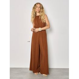 Apricot Damen Jumpsuit "Jumpsuit", braun, Gr. 40, uni, gewebt, Obermaterial: 80% Viskose LENZING ECOVERO CV LenzEcov. 20% Leinen LI., Overalls, mit