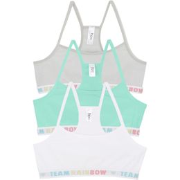 bonprix Kinder Bustier, Gr. 176, bunt, Obermaterial: 95% Baumwolle, 5% Elasthan, BHs, aus Baumwolle und Elasthan, 3er-Pack, mit auff&auml;lligem Schriftzug