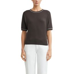 comma, COMMA Damen Strickpullover, braun, Gr. 36, unifarben mit Farbeins&auml;tzen, Strick, Obermaterial: 80% Viskose, 20% Polyamid, Pullover,