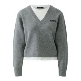 Oui Pullover Damen Gr&ouml;&szlig;e L grau / wei&szlig;