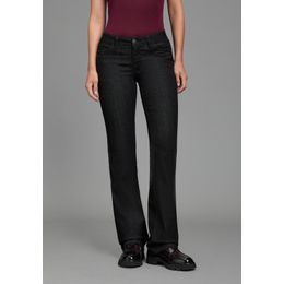 Arizona Damen Bootcut-Jeans "mit Keileins&auml;tzen", schwarz, Basic, Gr. 21, unifarben, Denim/Jeans, Obermaterial: 76% Baumwolle, 16% Polyester, 7%