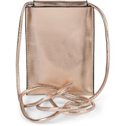 styleBREAKER Crossbody Bag 'Handy Umh&auml;ngetasche Metallic' female size One size Rose gold