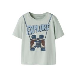 name it M&auml;dchen T-Shirt "NMMHOLLI SS NREG TOP BOX", gr&uuml;n, Gr. 110, bedruckt, Jersey, Obermaterial: 95% Baumwolle, 5% Elasthan, Shirts,