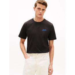 Tommy Hilfiger Herren T-Shirt "PALM PHOTO PRINT"schwarz, Gr. XXL, Single Jersey, Obermaterial: 100% Baumwolle, Shirts, mit Fotoprint hinten