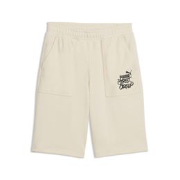 Puma Kinder Sporthose "MID 90s Relaxed Lange Shorts Jungen", beige, Gr. 128, bedruckt, Obermaterial: 32% Polyester, 68% Baumwolle, Hosen