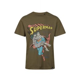 Recovered T-Shirt 'Superman Comic Graphic' Damen Gr&ouml;&szlig;e M khaki