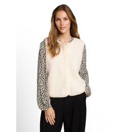 Damen Fleeceweste, beige, Gr. XS, Tom Tailor Denim, unifarben, Sweatware, Obermaterial: 100% Polyester, Westen, Teddyweste mit Druckkn&ouml;pfen