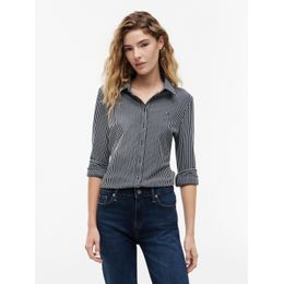 Tommy Hilfiger Damen Langarmbluse "SLIM PIQUE", schwarz-wei&szlig;, Gr. XS, gestreift, Web, Obermaterial: 96% Baumwolle, 4% Elasthan, Blusen,