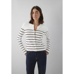 Mavi Damen Strickpullover "BUTTONED CARDIGAN", wei&szlig;, Gr. XS, gestreift, Feinstrick, 74% Viskose, 26% Polyamid, Pullover, Cardigan Feinstrick