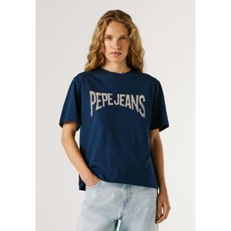 Pepe Jeans Damen T-Shirt "basic t-shirt MACA", blau, Gr. XS, 100% Baumwolle, Shirts