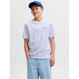 Jack & Jones Kinder T-Shirt "JJDEVIN DAYTONA STRIPED TEE SS CN JNR"hellwei&szlig; stripes:dazzling blau, Gr. 152, JACK & JONES JUNIOR, gestreift, Single Jersey,