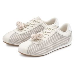Lascana Damen Sneaker "Halbschuh, Sneaker, Schn&uuml;r-Sneaker", Gr. 40, beige, Obermaterial: 100% Textilmaterial. Decksohle: 100% Textilmaterial. Futter: